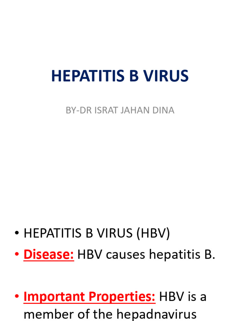 Hepatitis B Virus: By-Dr Israt Jahan Dina | PDF | Hepatitis B | Virology