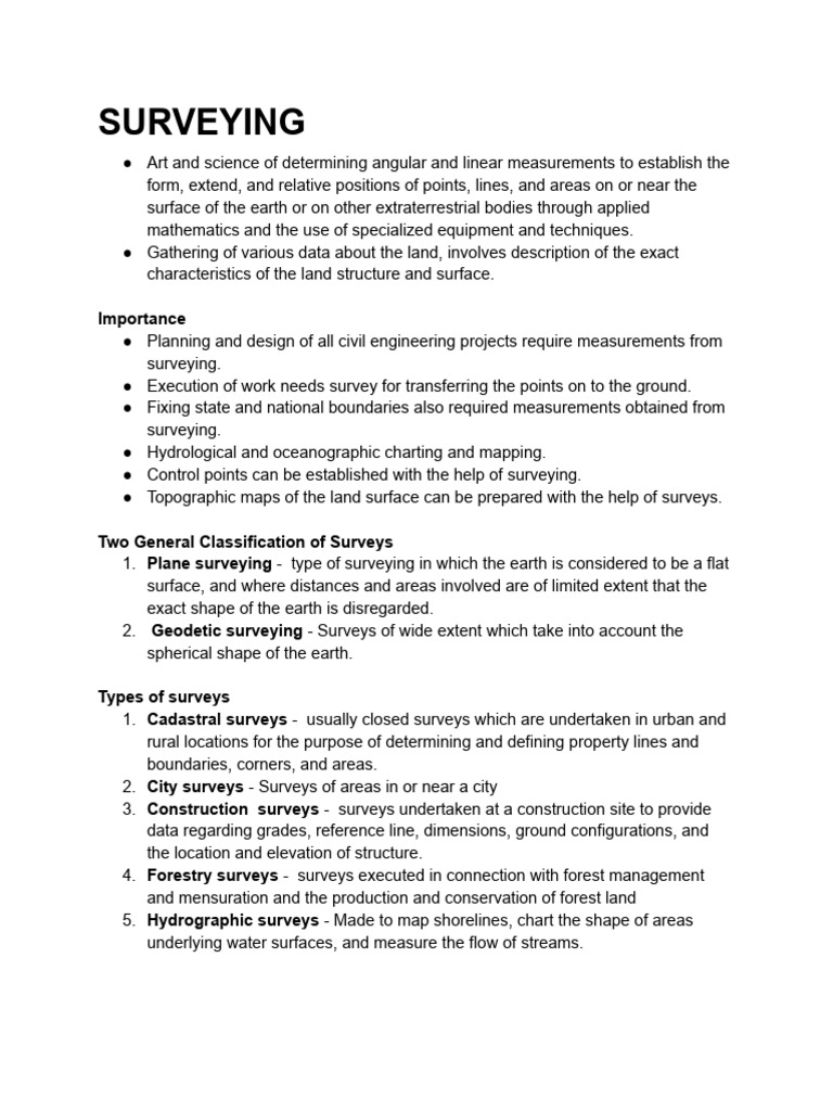 Surveying Notes | PDF | Surveying | Accuracy And Precision