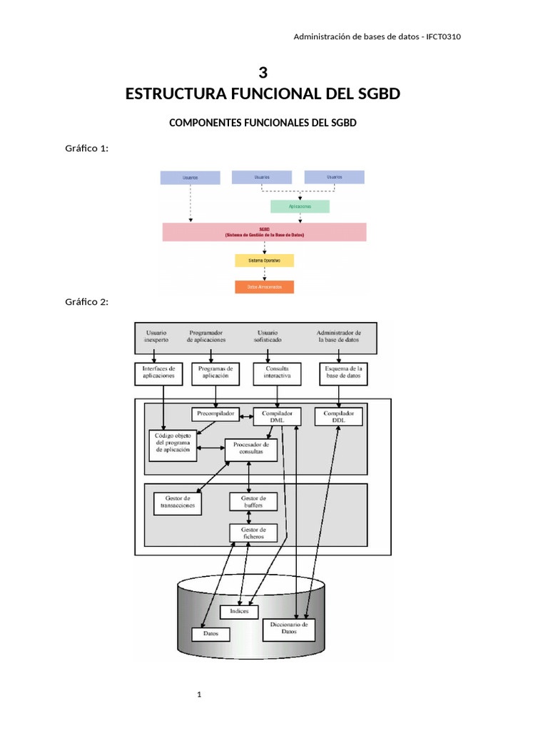 3_ESTRUCTURA FUNCIONAL DEL SGBD | PDF | Bases de datos | Lenguaje de programación