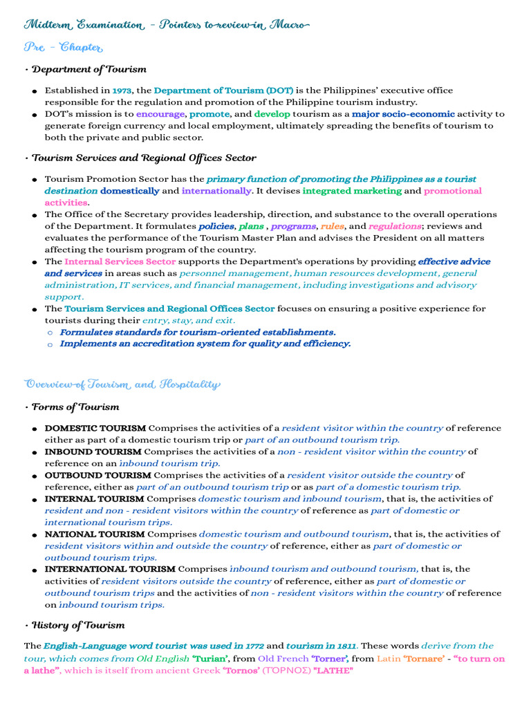 Pointers To Review in Macro | PDF | Tourism