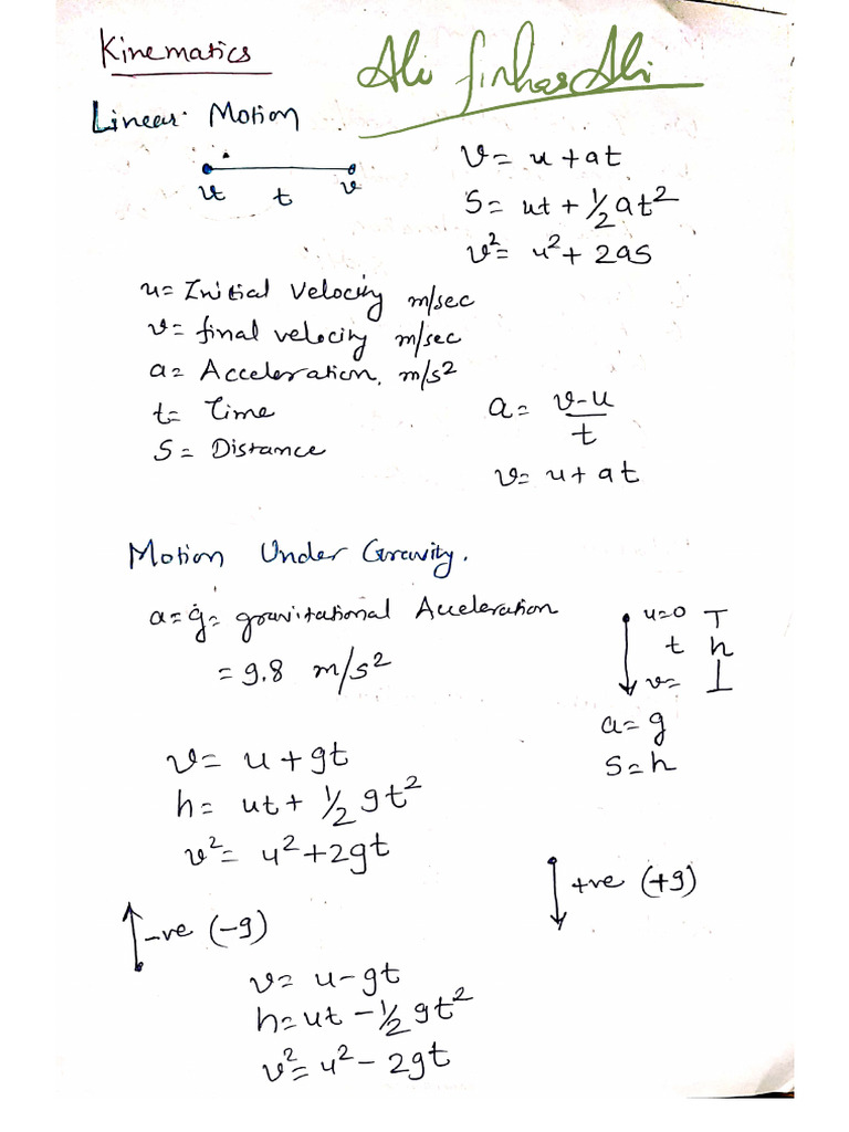 Kinematics Chapter 1 | PDF