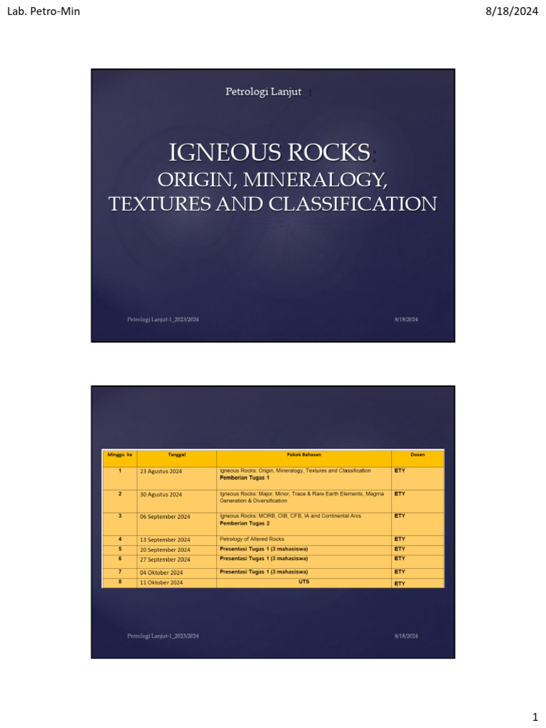 Petrologi Lanjut-1 | PDF | Igneous Rock | Earth