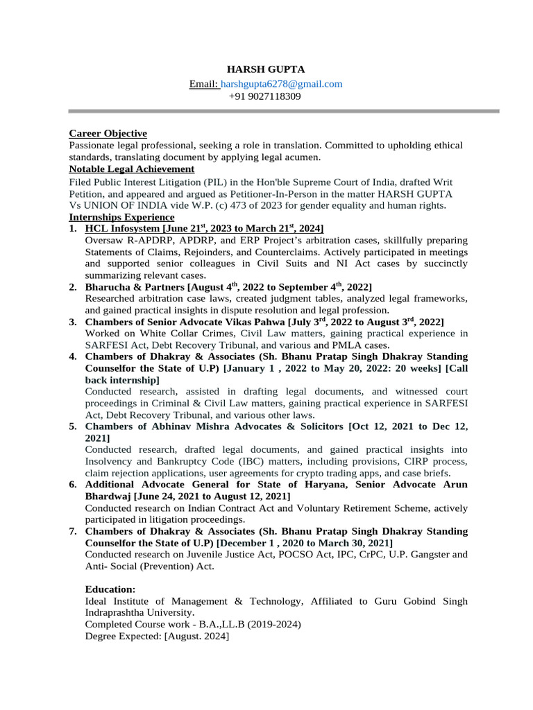 CV | PDF | Advocate | Lawsuit