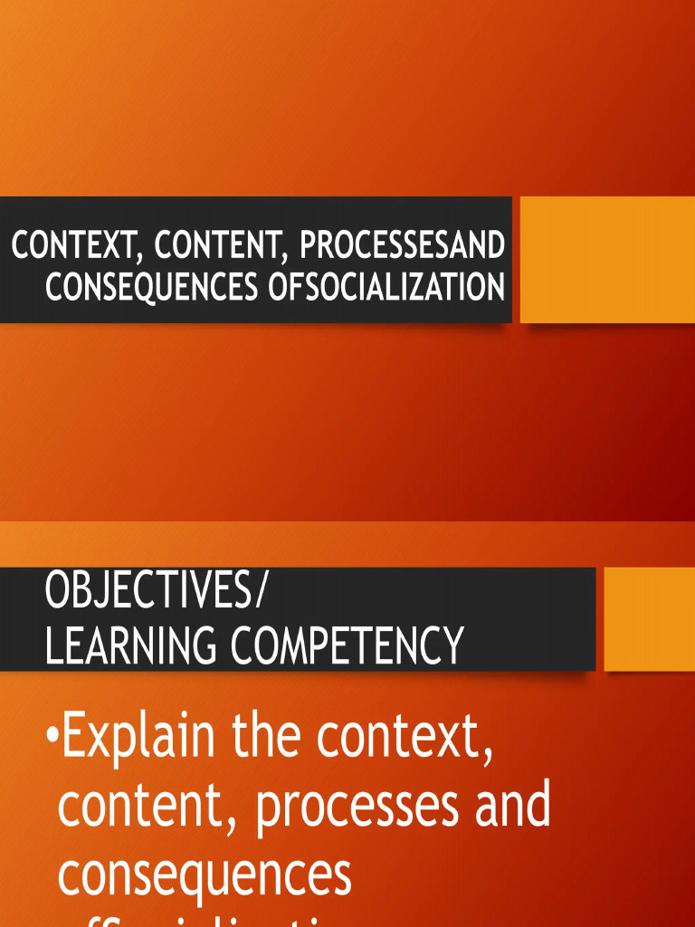 Context Content Processes Consequences of Socialization | PDF | Wellness