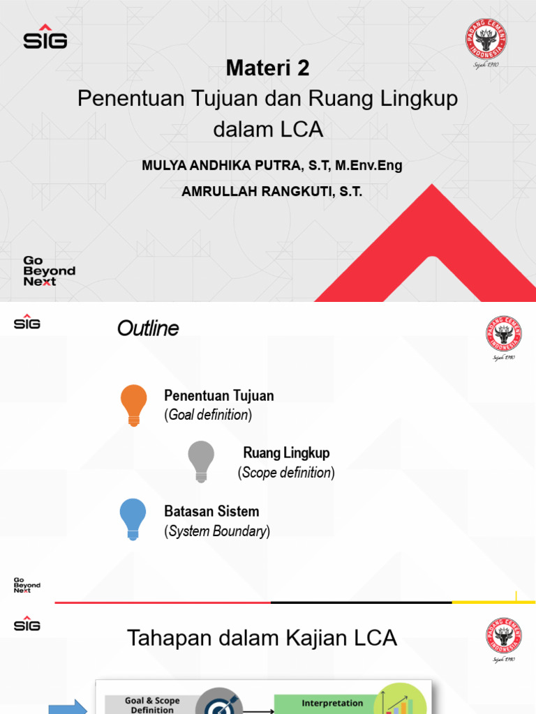 Penentuan Defenisi Dan Ruang Lingkup Dalam LCA - Materi 2 | PDF