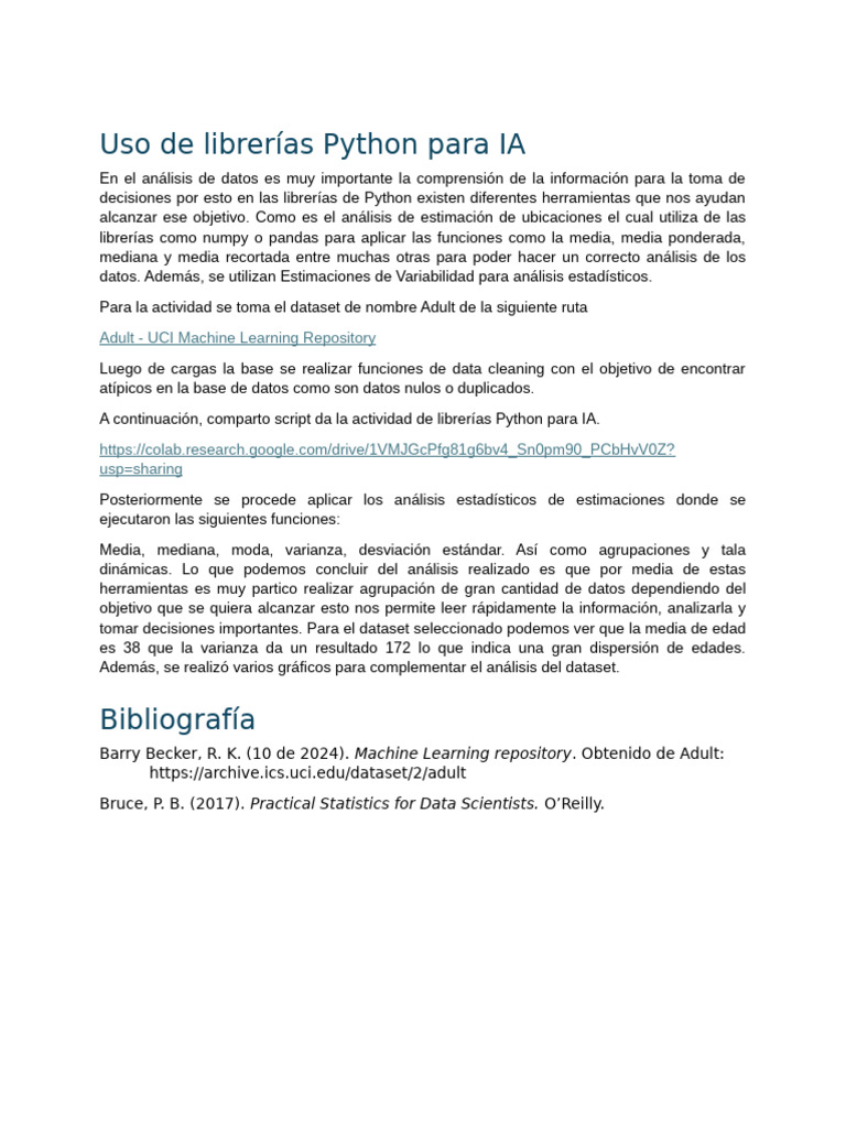 Uso de librerías Python para IA | PDF