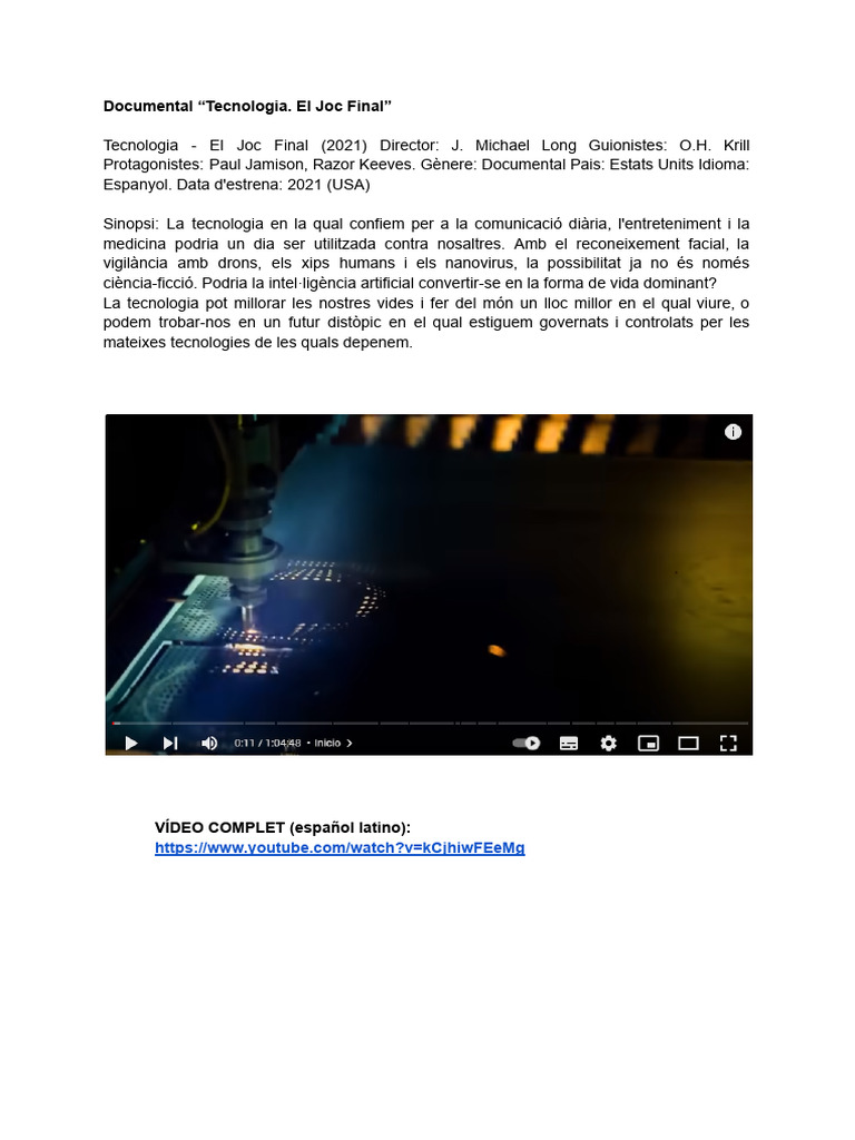 Tecnologia. El Joc Final | PDF