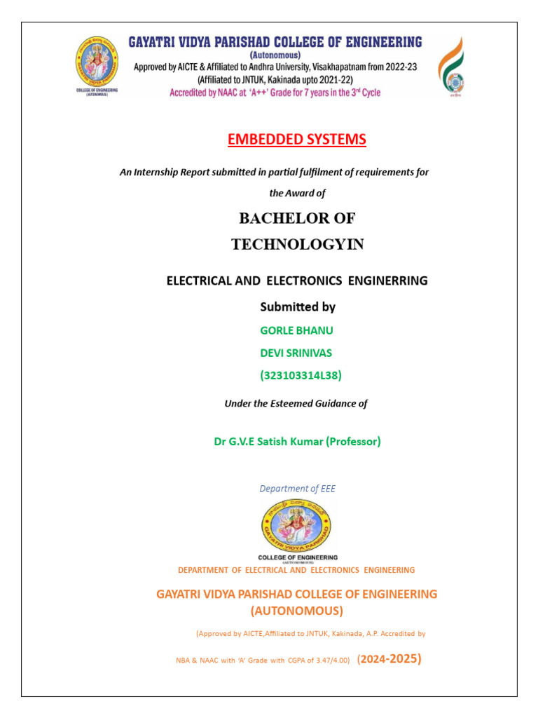 Embedded Systems Internship Report | PDF | Microcontroller | Microprocessor