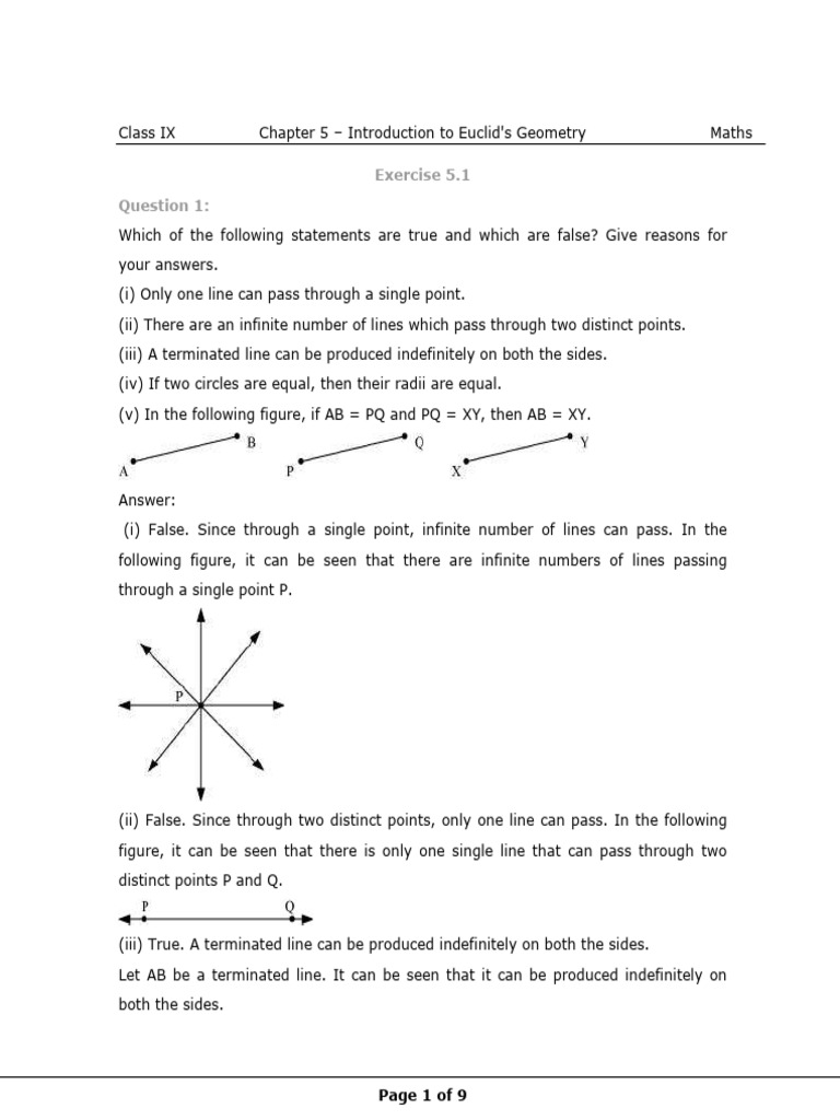 Introduction to Euclid's Geometry | PDF | Line (Geometry) | Axiom