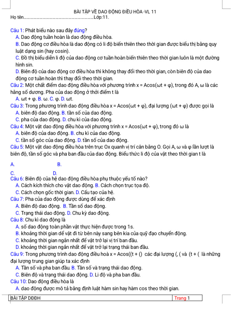 BÀI TẬP DDDH- LẦN 1 | PDF