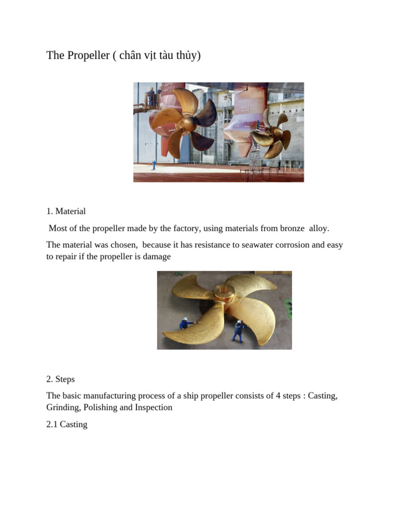 Ship Propeller Manufacturing Process | PDF
