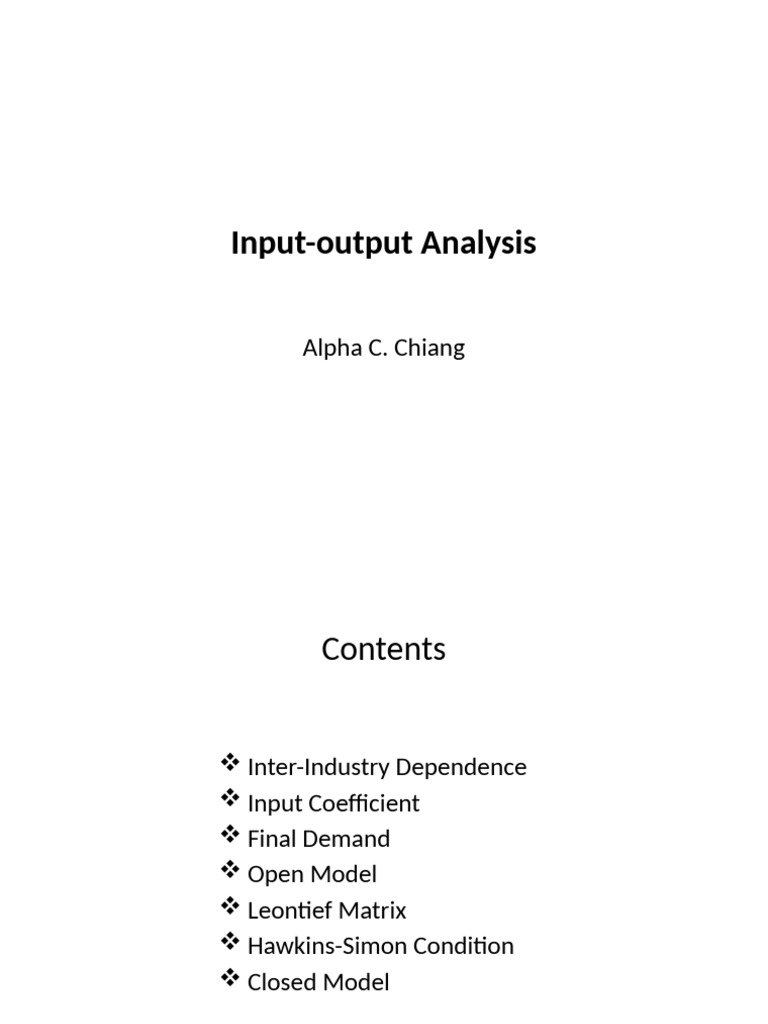 Input Output Analysis | PDF