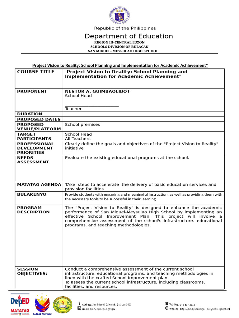 Proposal For Project Reality | PDF | Education Reform | Methodology