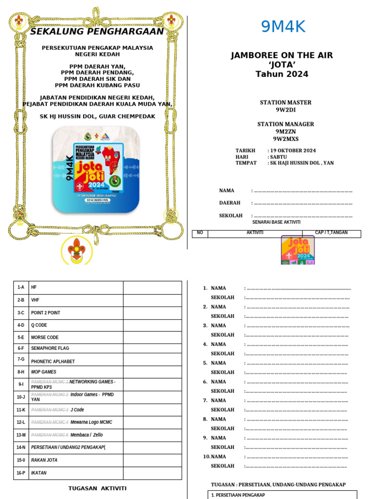 BUKU CATATAN AKTIVITI JOTA 2024 | PDF