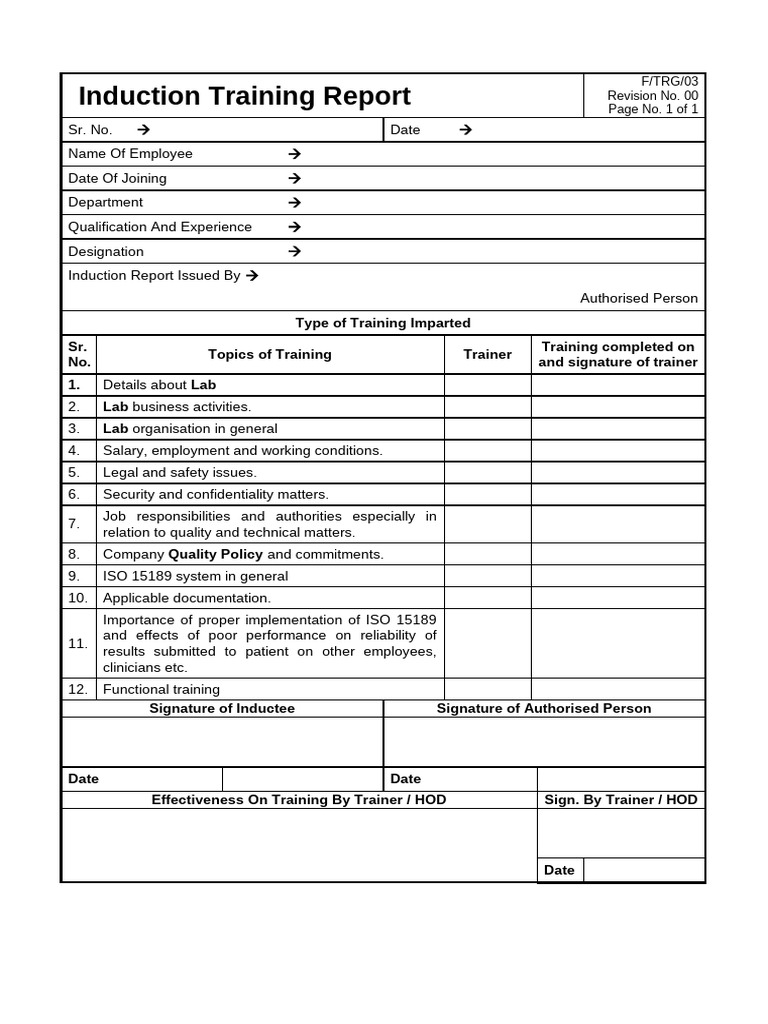 F - TRG - 03 - Induction Training Report | PDF