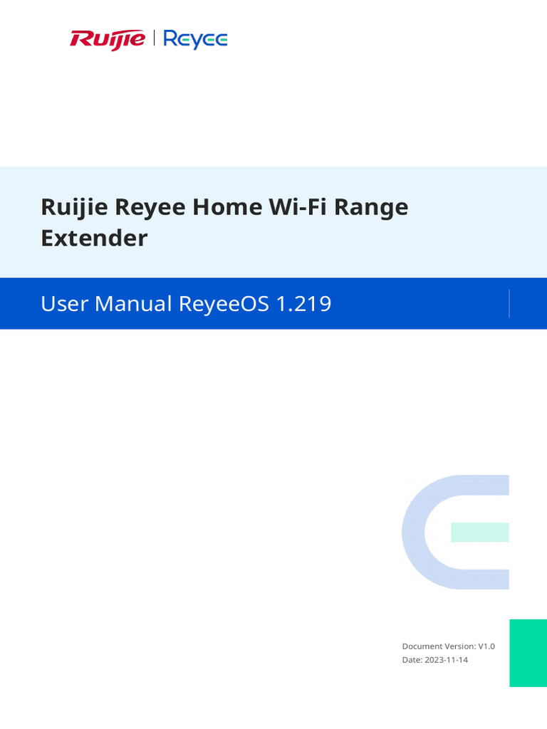 Ruijie Reyee Home Wi-Fi Range Extender User Manual ReyeeOS 1.219 (V1.0) | PDF | Wi Fi | Computer ...