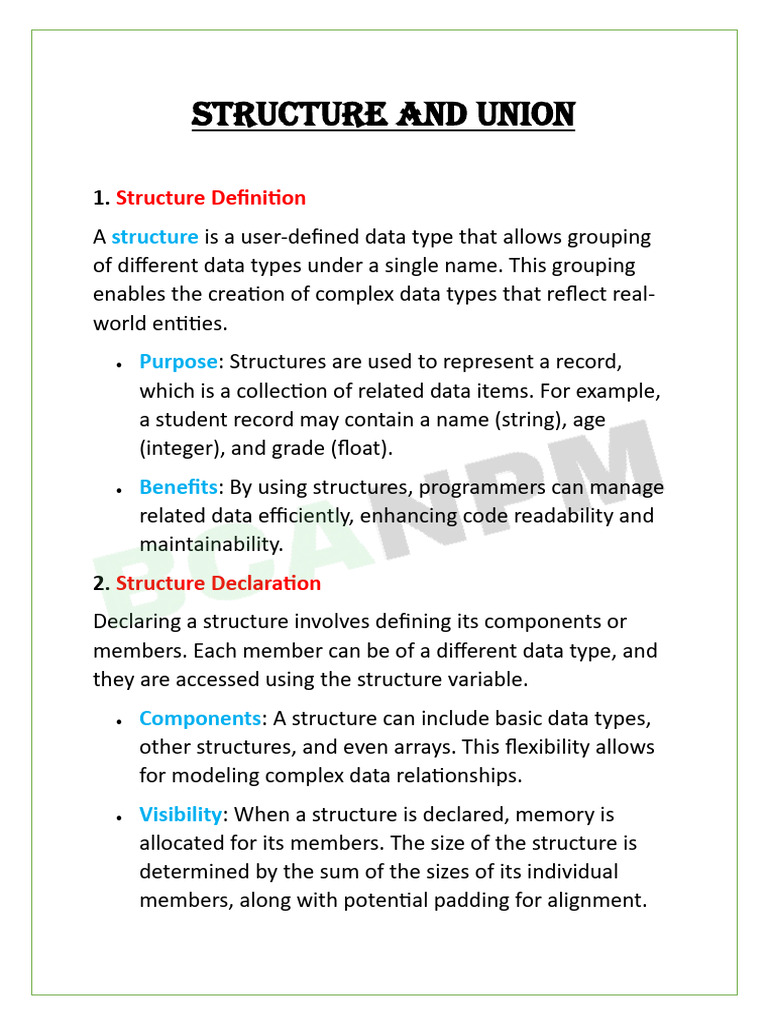 5- Structure and Union | PDF | Pointer (Computer Programming) | Data Type
