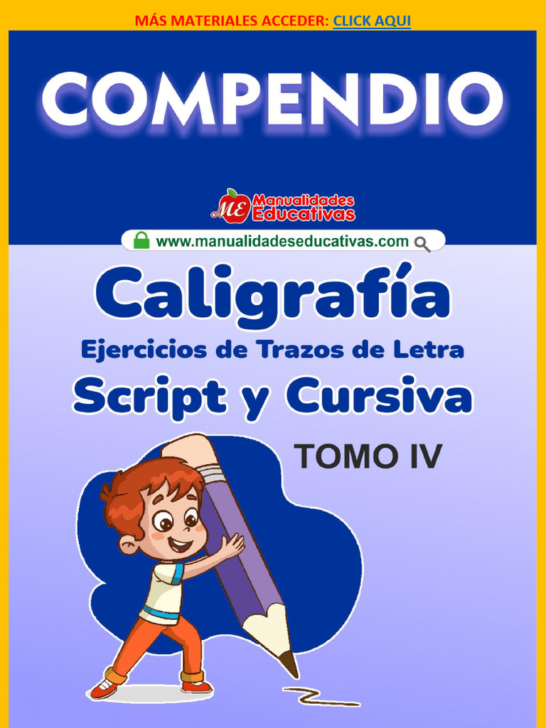 04 Caligrafía Ejercicios de Trazos de Letra Script y Cursiva 2024 | PDF
