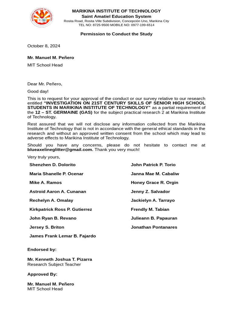 Permission to Conduct the Study (1) | PDF