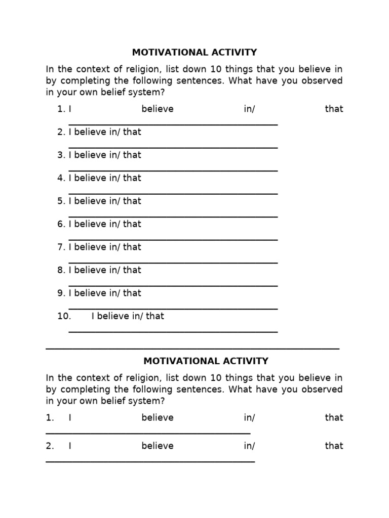 MOTIVATIONAL ACTIVITY No.1 | PDF | Self-Improvement