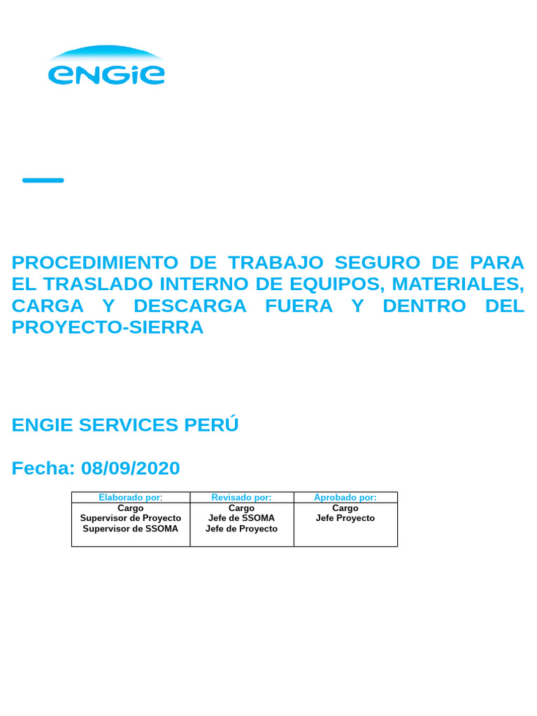 014-PTS-TRASLADO INTERNO DE EQUIPOS, MATERIALES, CARGA Y DESCARGA ENGIE-Sierra Rev.02 | PDF ...