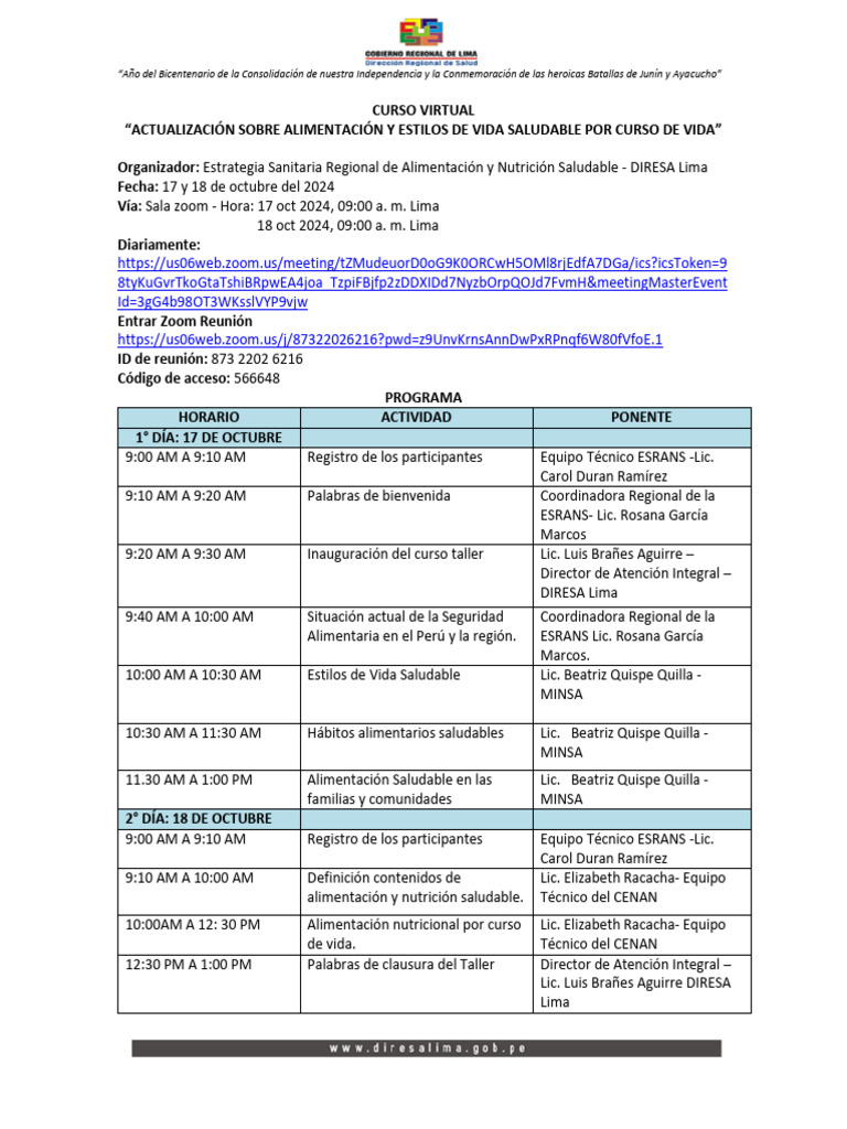 Programa de Capacitacion Alimentacion Saludable 2024.......... | PDF ...