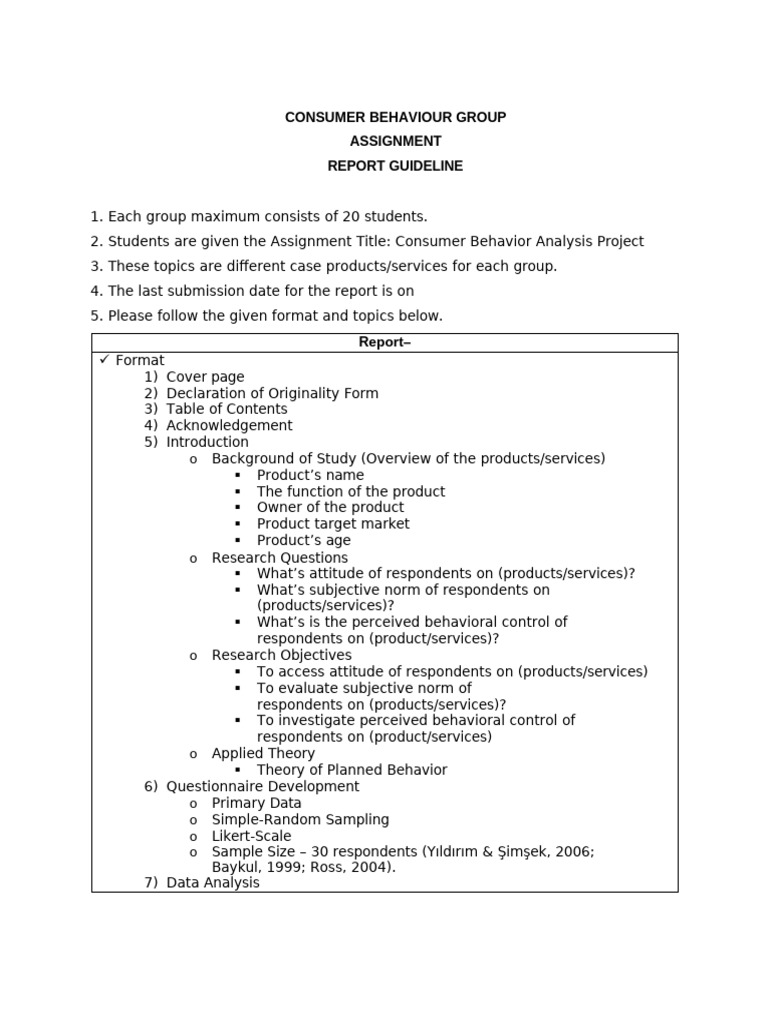 Consumer Behavior_group Assignment Instruction | PDF | Consumer Behaviour | Social Psychology