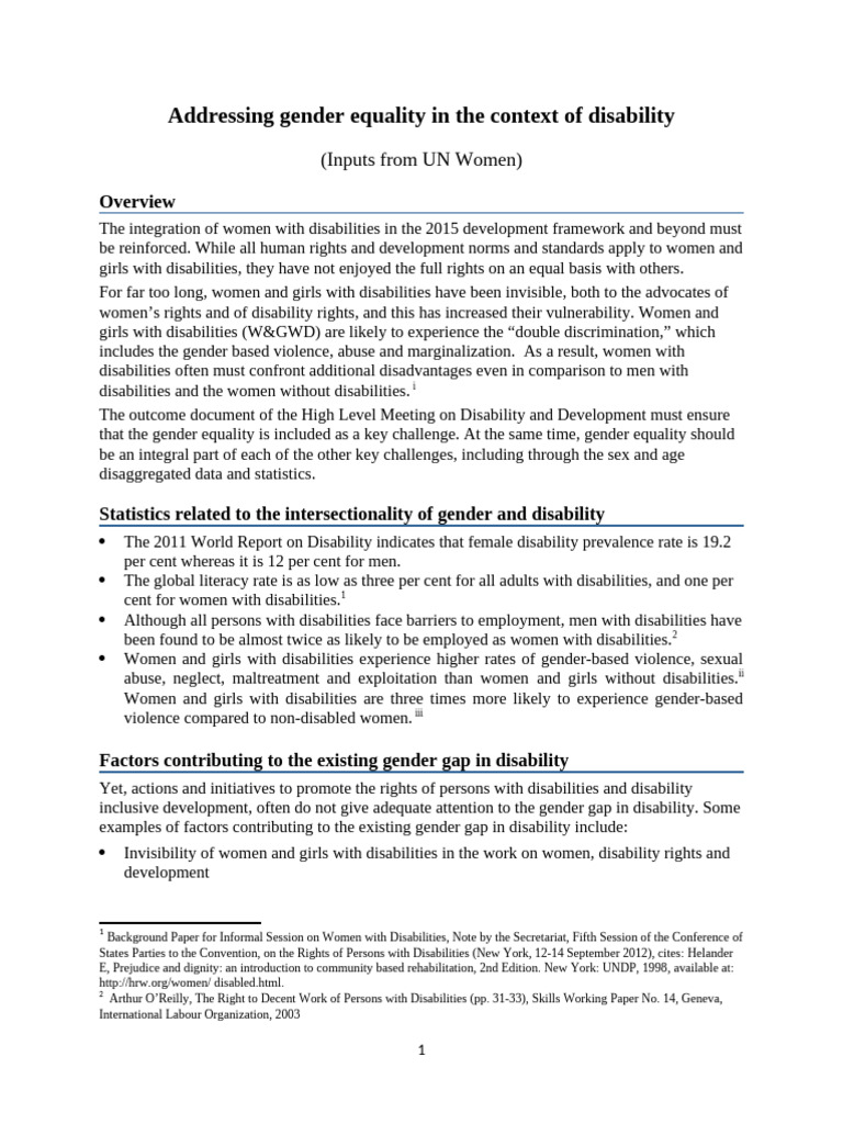 hlmdd_unwomen | PDF | Disability | Gender Studies