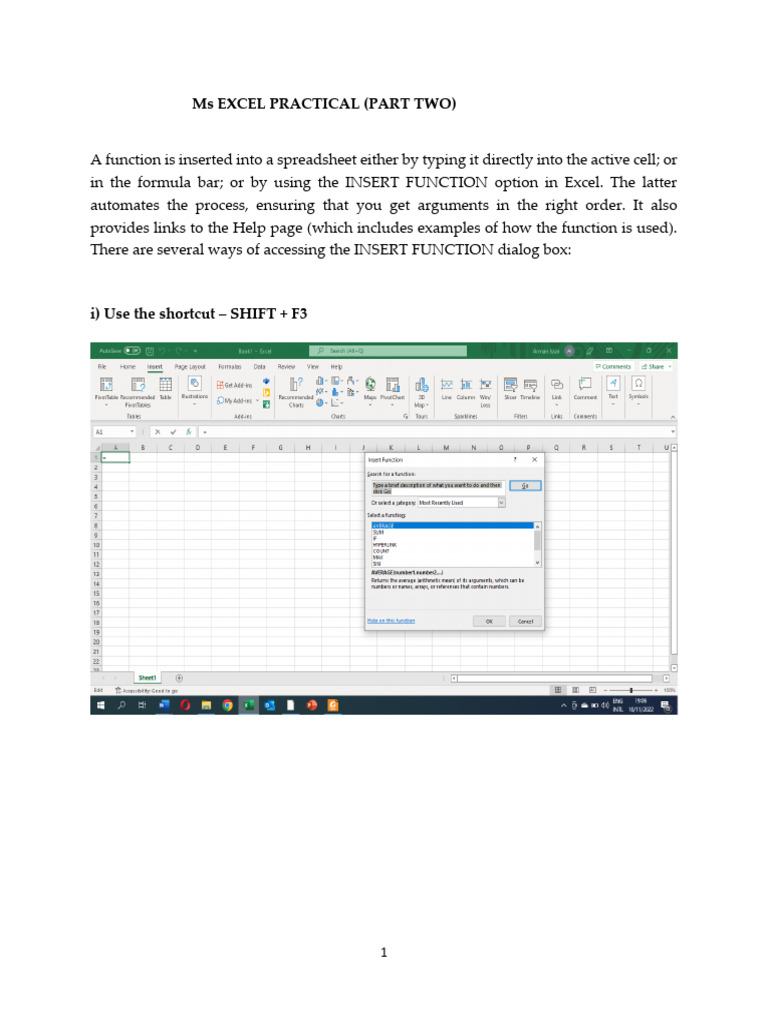 MS Excel Practical Notes-Part 2 | PDF | Microsoft Excel | Function ...
