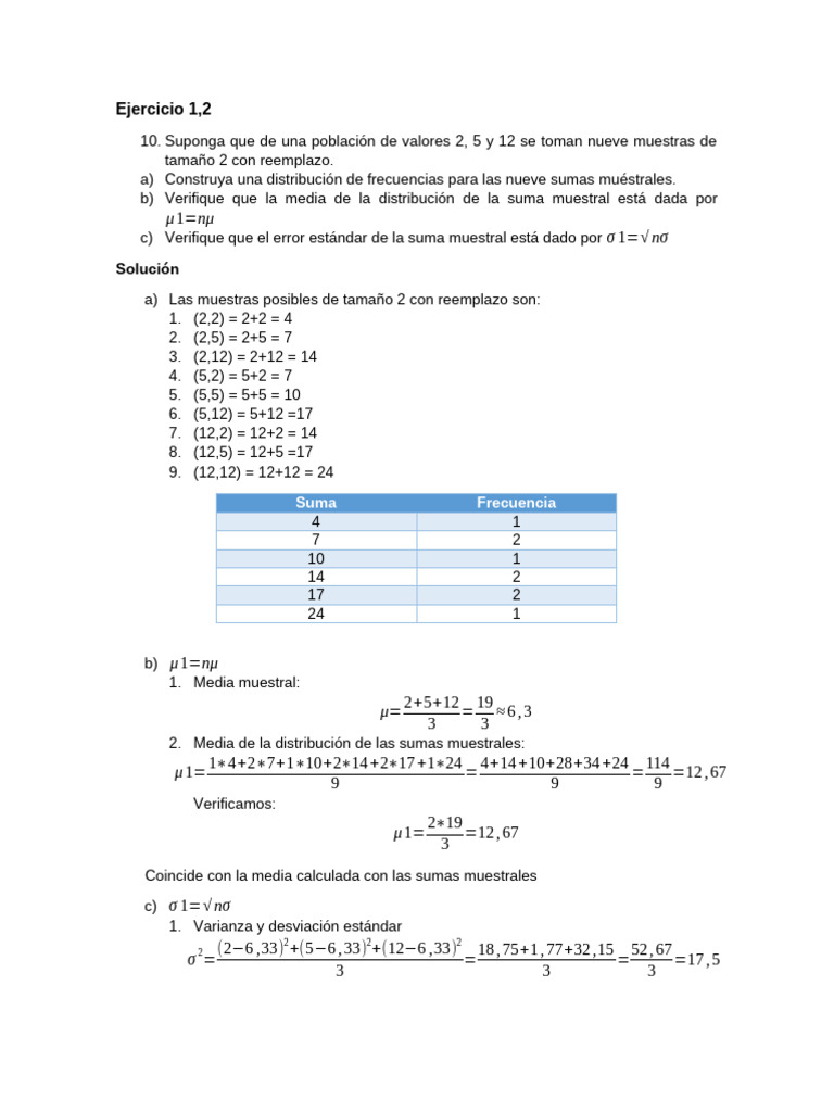 Distribuciones Muestrales y Cálculos Estadísticos | PDF | Muestreo (Estadísticas) | Distribución ...
