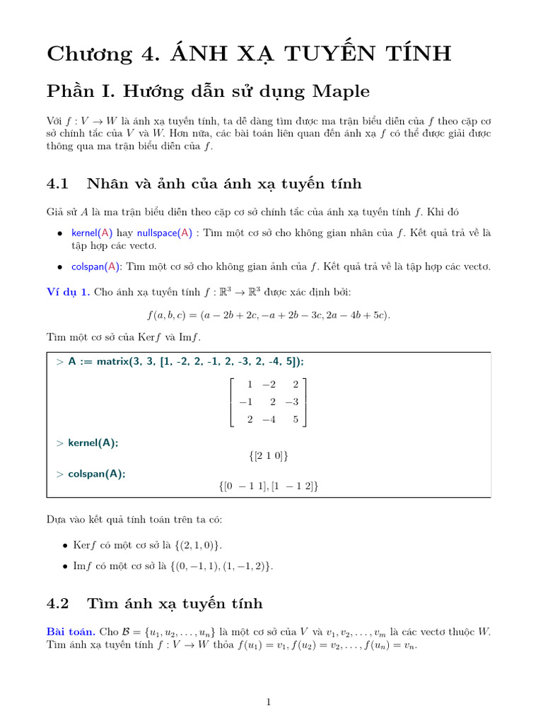 BT - Chuong 4. Anh Xa Tuyen Tinh | PDF