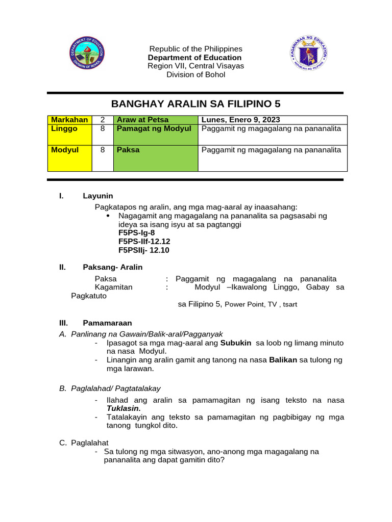 Fil5 - Q2 - Week 8 | PDF