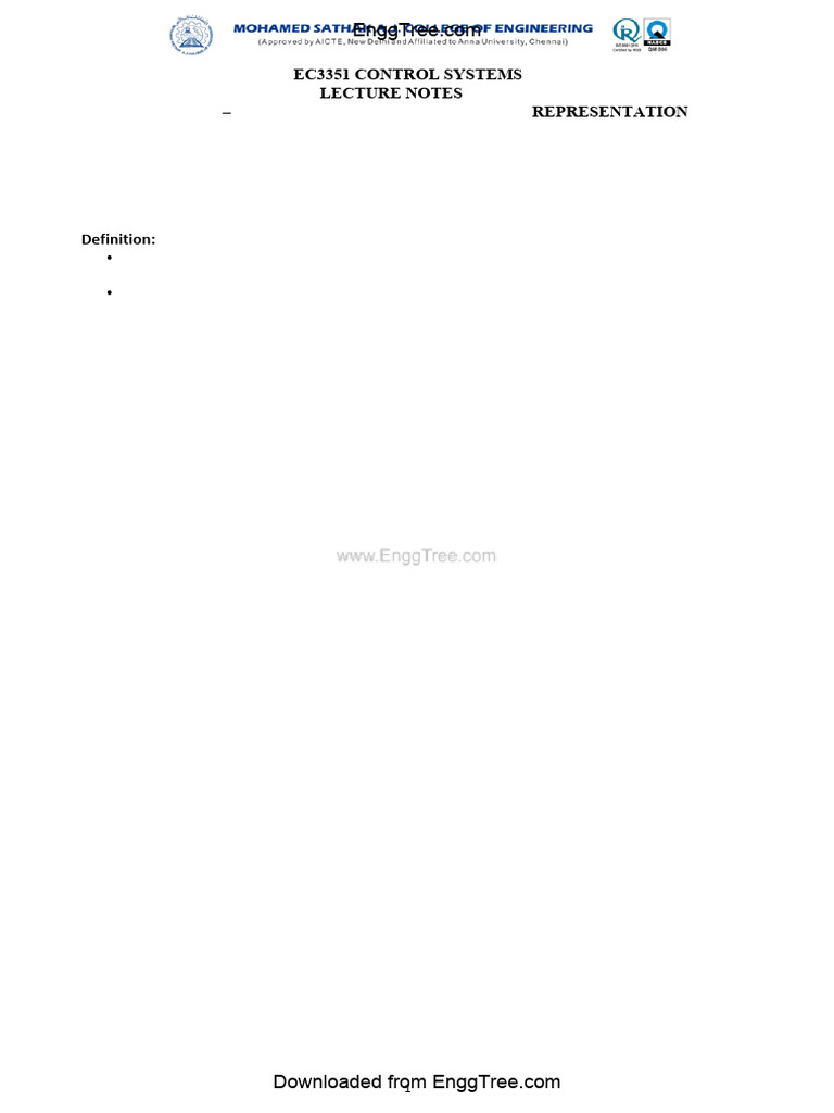 Ec3351 Control Systems Lecture Notes 1 Pdf Torque Force