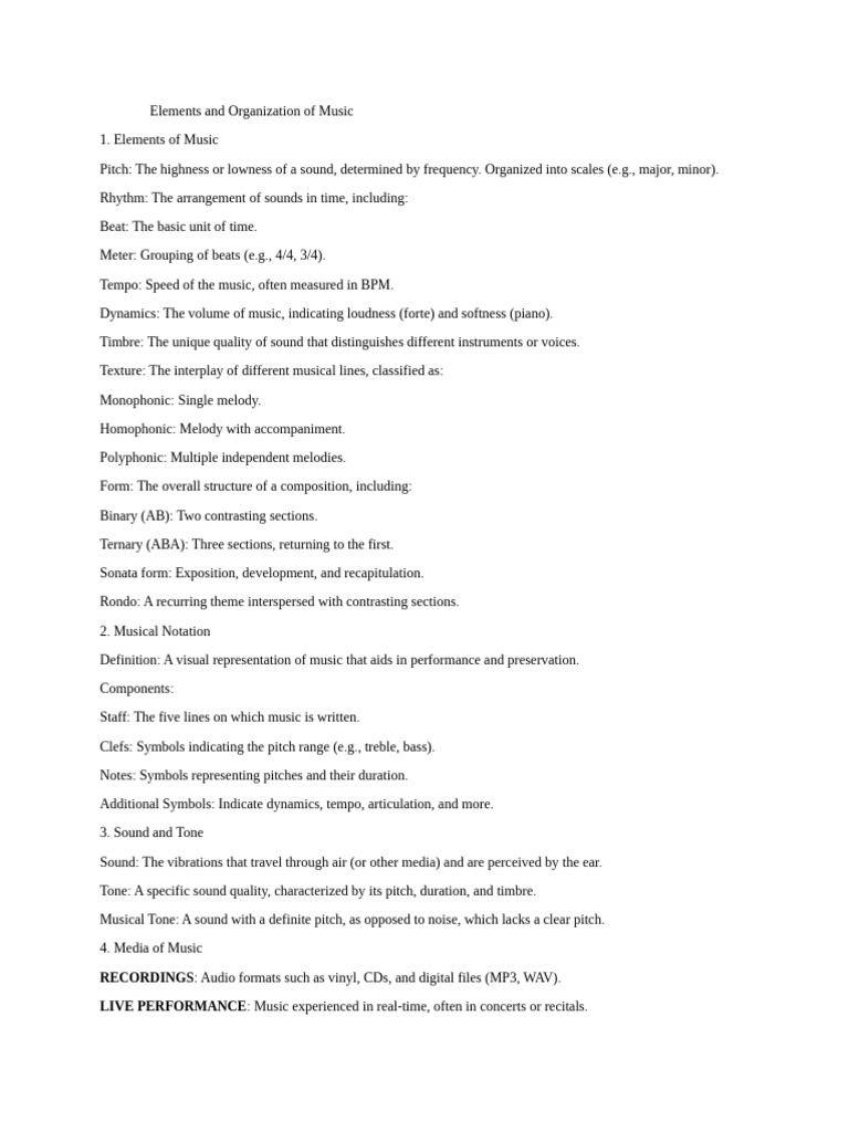 Elements-and-Organization-of-Music (1) | PDF | Musical Instruments | Sound