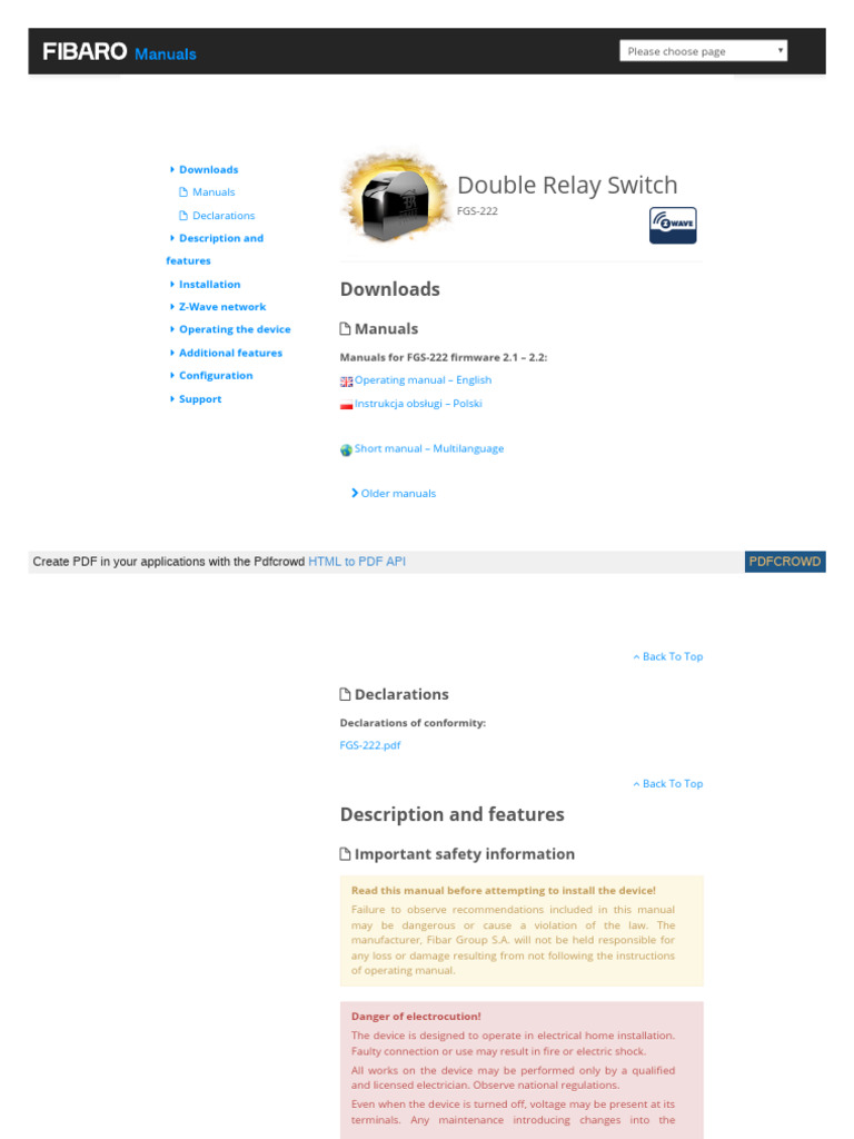 manuals_fibaro_com_double_relay_switch | PDF | Switch | Fuse (Electrical)