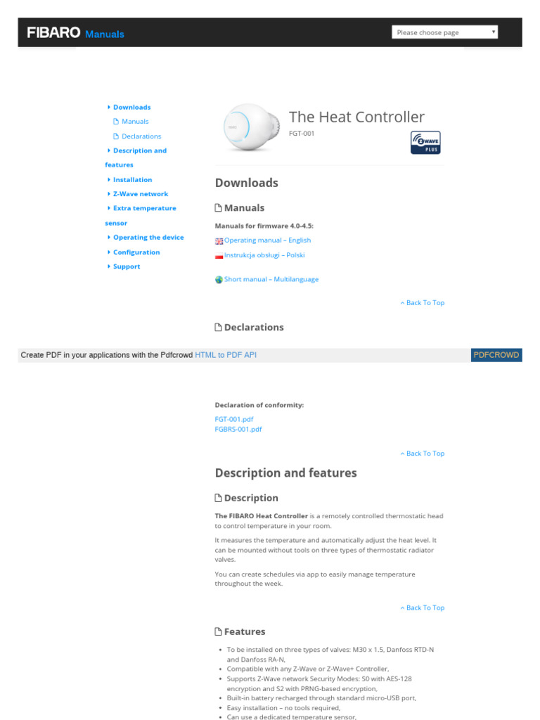 Manuals Fibaro Com Heat Controller | PDF | Battery Charger | Thermostat