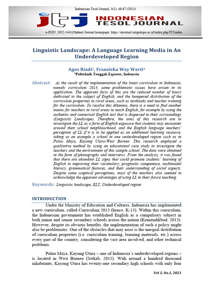 Linguistic Landscape A Language Learning Media in | PDF | Learning ...