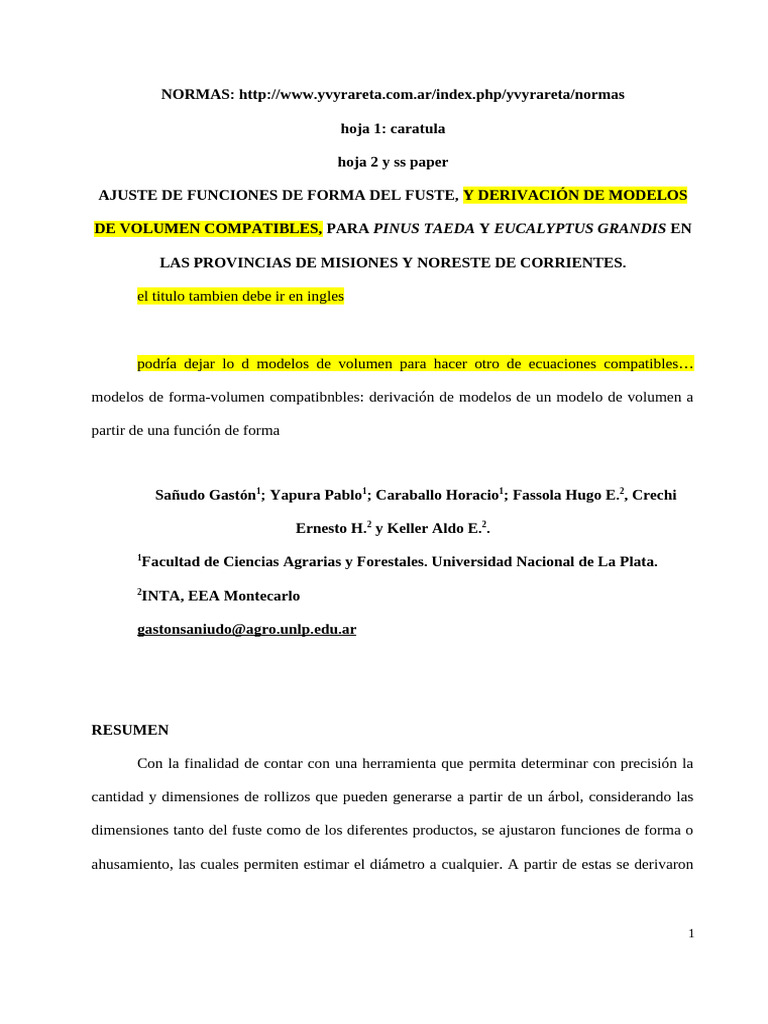 Funciones de Forma P.taeda Trabajo Completo 4 | PDF | Volumen ...