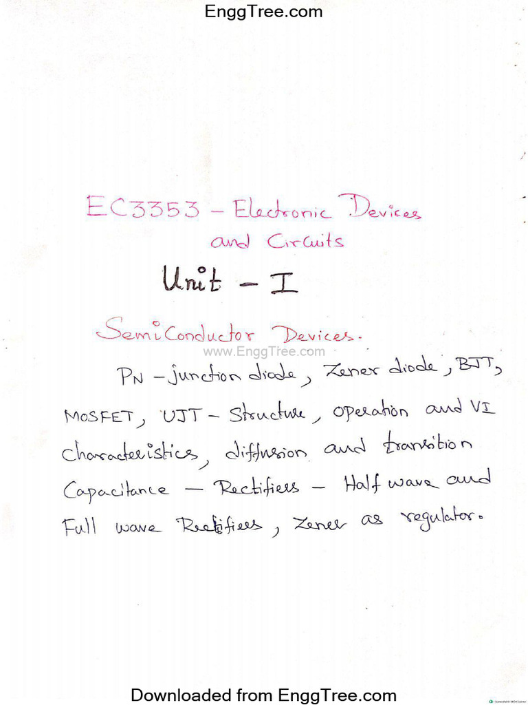 EC3353 Electronic Devices and Circuits Lecture Notes 2 | PDF ...