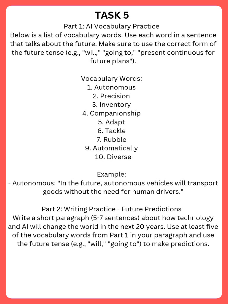 Task 5 | PDF | Language Arts & Discipline | Technology & Engineering
