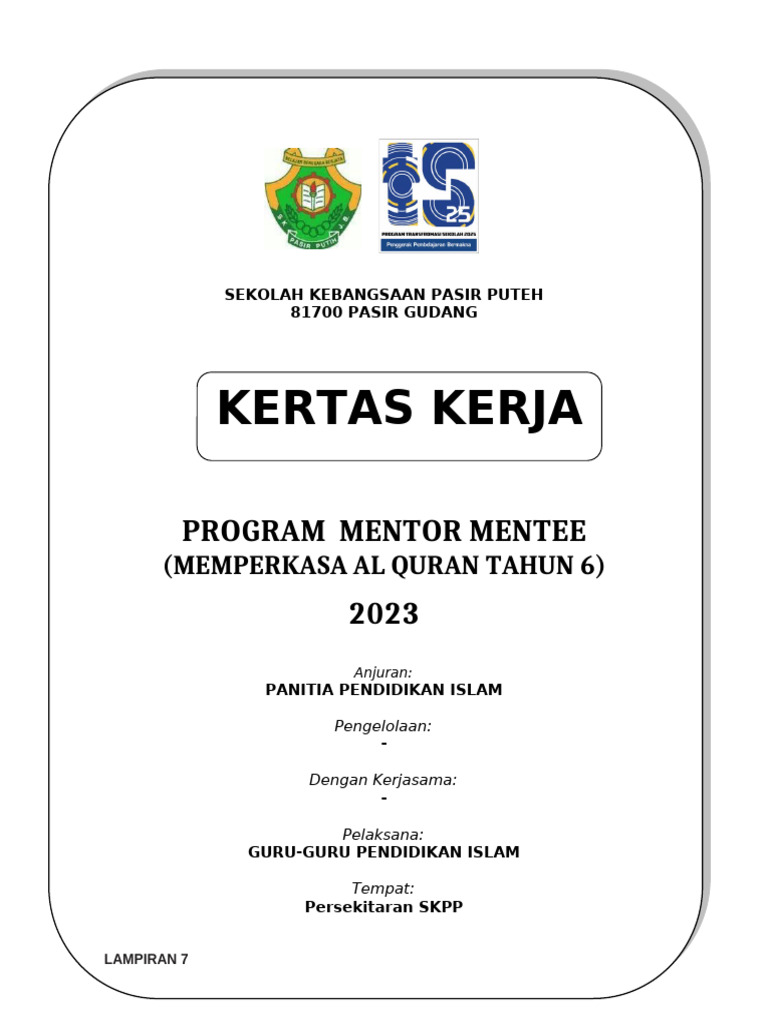 Kertas Kerja Program Memperkasa Al Quran Mentor Mentee | PDF