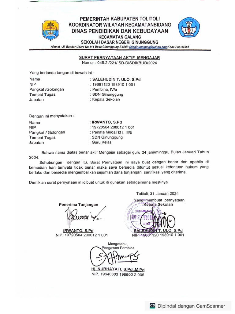 Sertifikasi Data Pak Irwanto | PDF