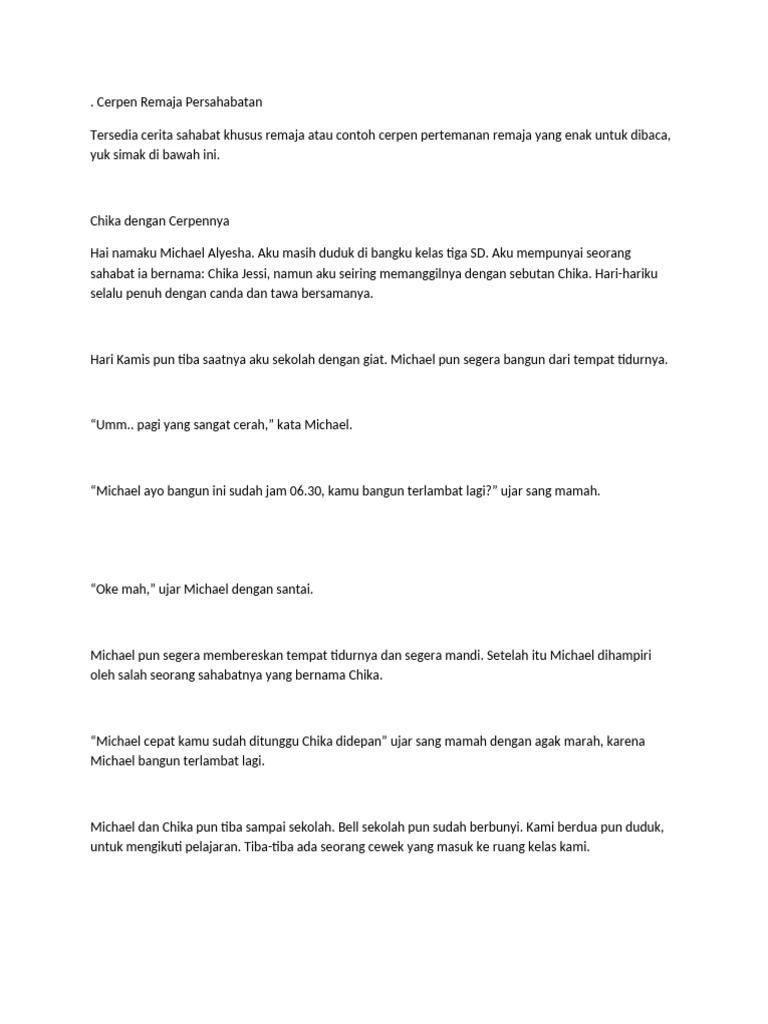 Cerpen Remaja P-WPS Office | PDF