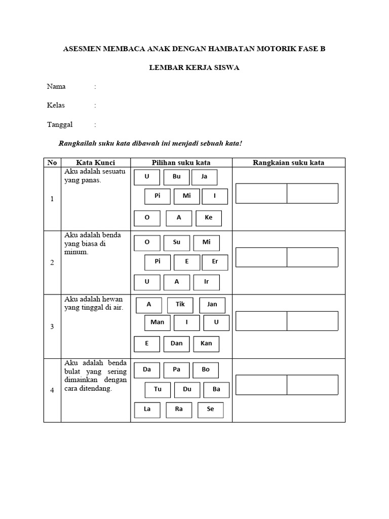 LKS Dan RUBRIK PENILAIAN ASESMEN MEMBACA FASE B | PDF