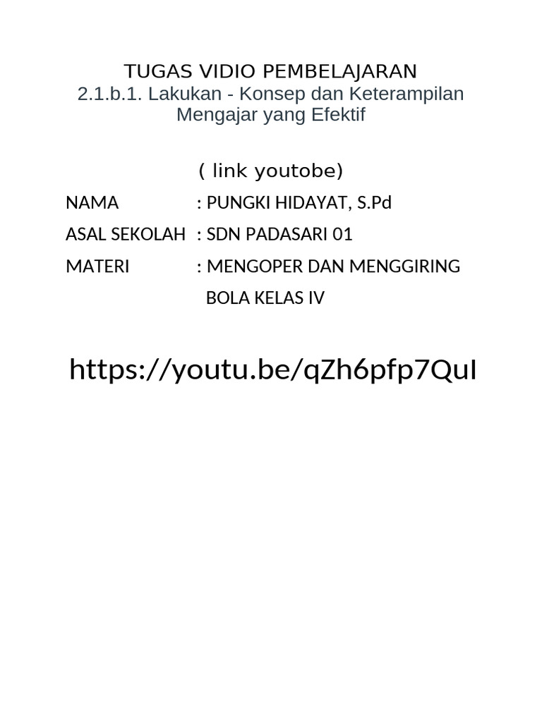 Tugas Vidio Pembelajaran PKG Pjok-Dis 08 | PDF | Karier & Perkembangan