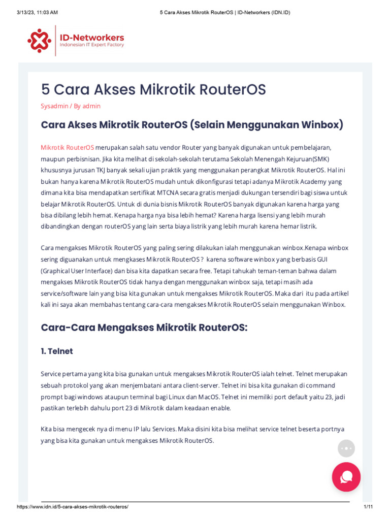 5 Cara Akses Mikrotik RouterOS | PDF
