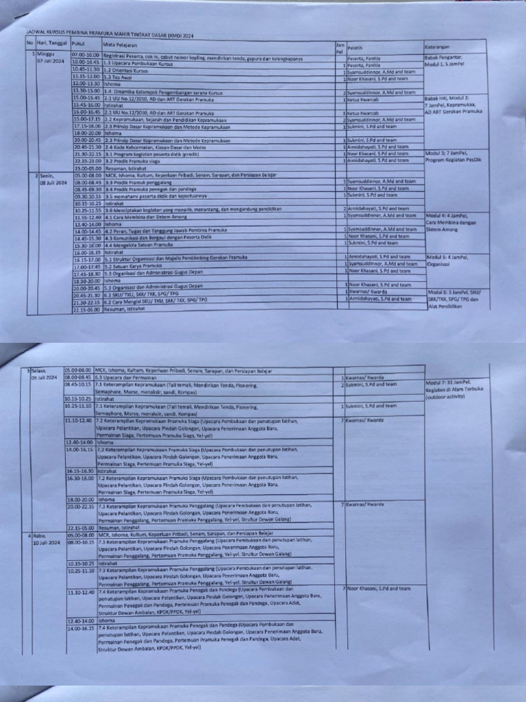 JADWAL KMD KML 2024 | PDF