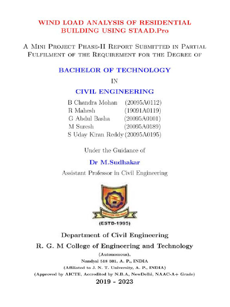 2022-23-CE WIND LOAD ANALYSIS OF RESIDENTIAL BUILDINGS USING RESIDENTIAL BUILDINGS USING STAAD ...