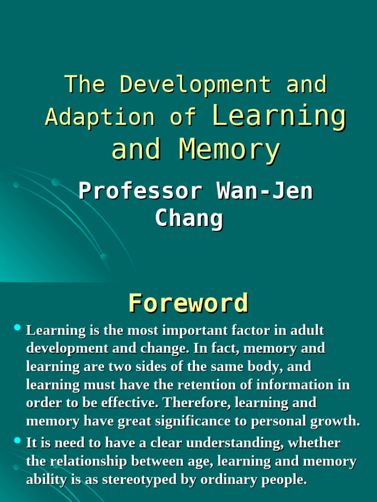 Adult Learning and Memory Development | PDF | Memory | Long Term Memory