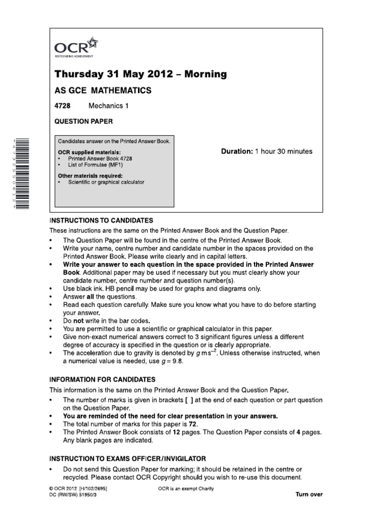 Mechanics Paper Question 3 | PDF